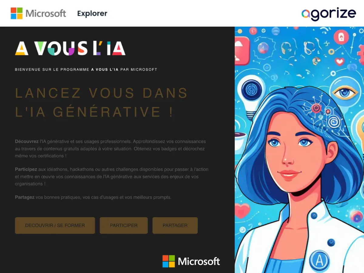Agorize, la plateforme du programme de hackathons "À Vous L'I.A." de Microsoft - Agorize